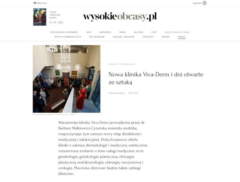 Media o nas: : Wysokie Obcasy, styczeń 2022 => Vivaderm.pl